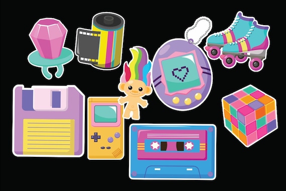Retro 90s Themed Stickers 90s Party Stickers Stickers for - Etsy