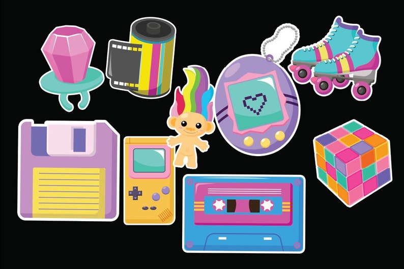 Retro 90s Themed Stickers 90s Party Stickers Stickers for - Etsy