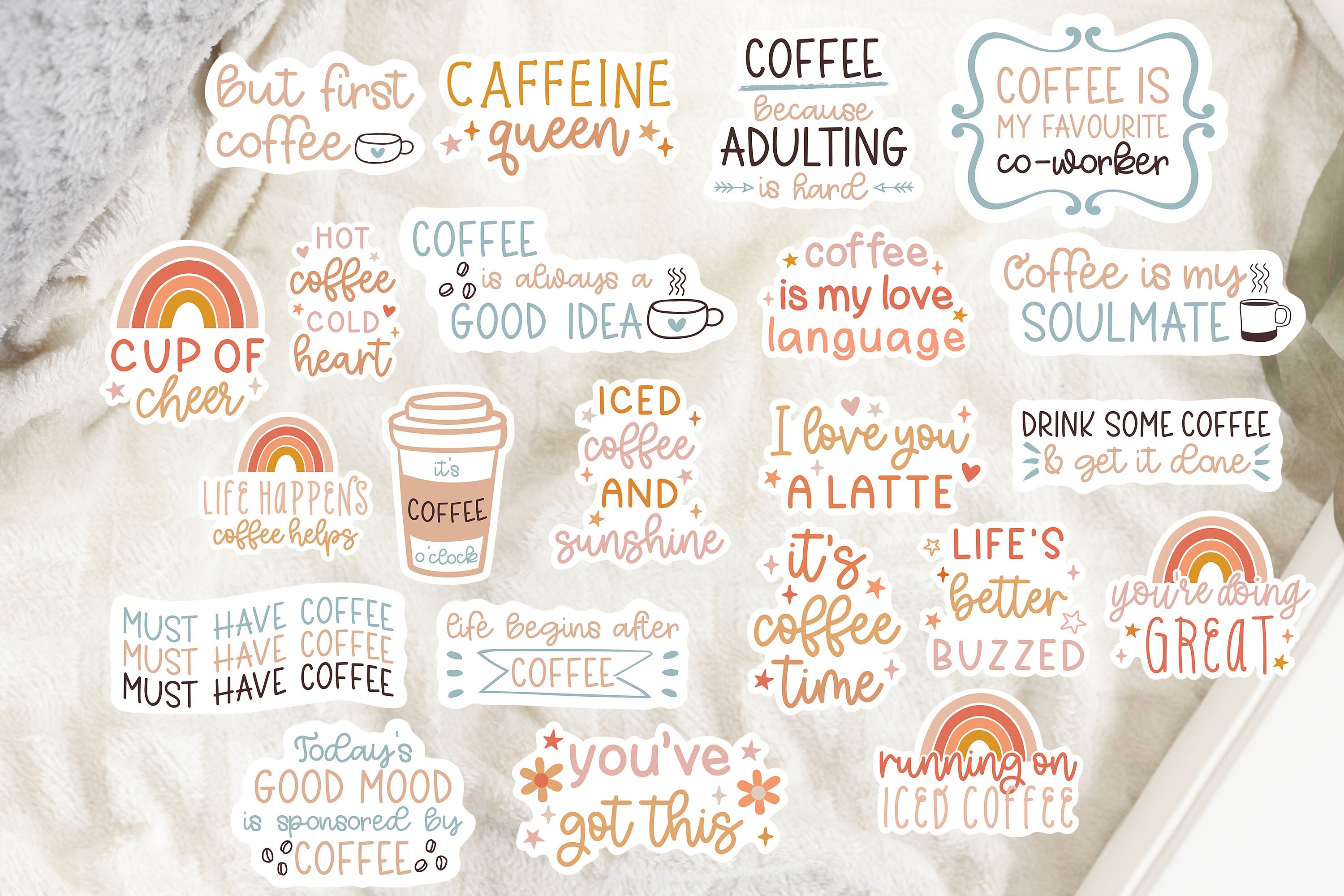 Coffee Stickers Journal Stickers Water Bottle Stickers - Etsy