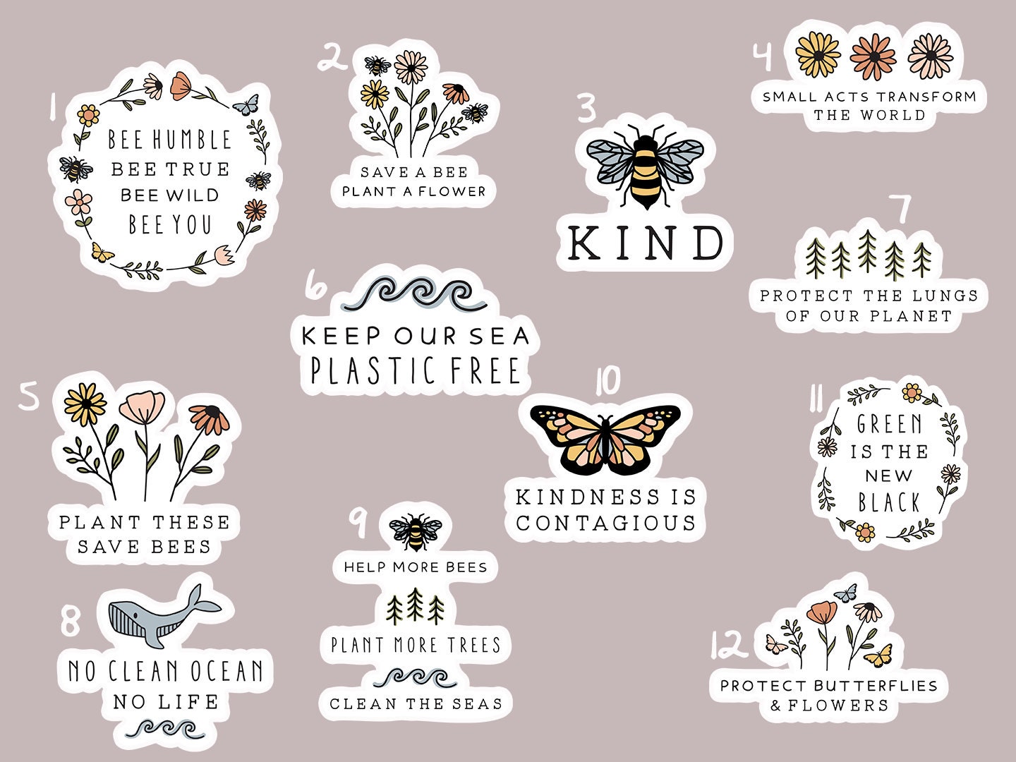 Floral Stickers Stickers Pack Earthy Stickers Bullet | Etsy