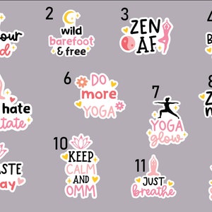 Yoga Stickers Pack Vinyl Stickers Laptop Stickers - Etsy