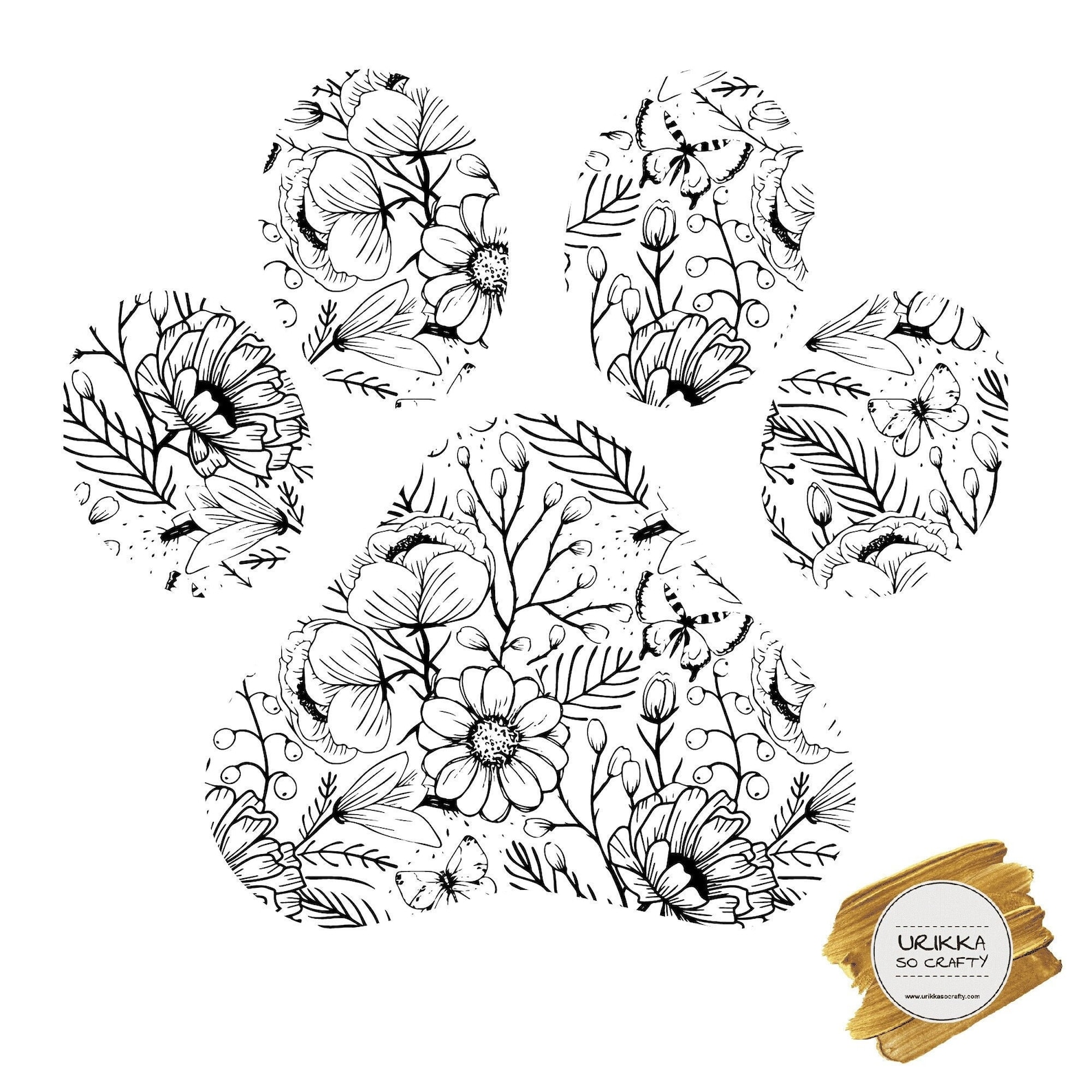 Floral Paw SVG PNG and JPEG Cute Dog Paw Digital Paw Print - Etsy