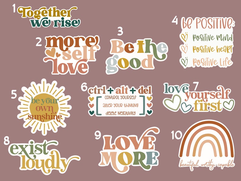 Positive Stickers Cute Stickers Hydroflask Stickers Laptop - Etsy