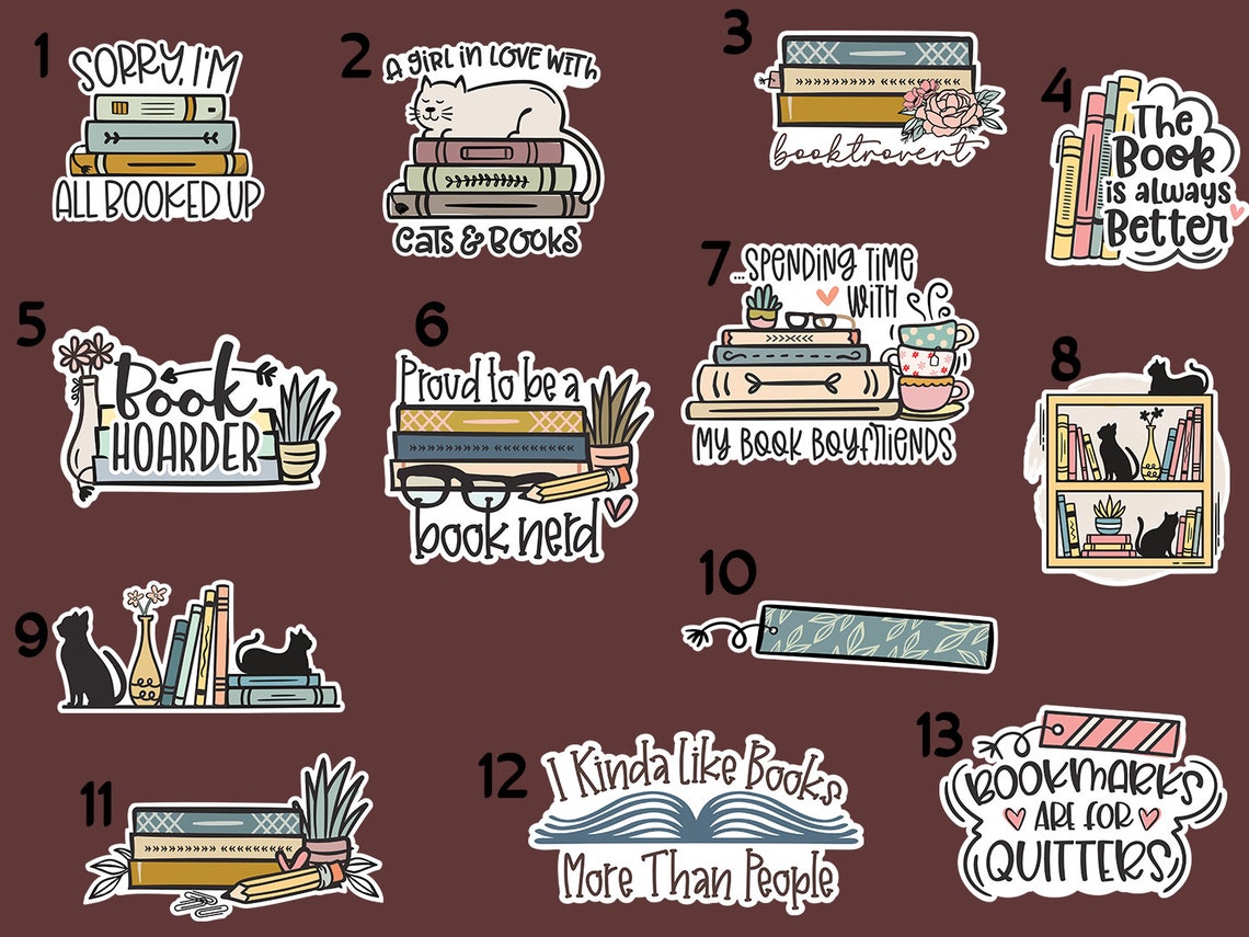 Cat Book Sticker Gift Idea Stickers for Hydroflask Cat - Etsy