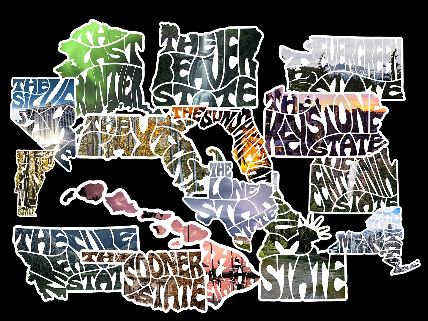 50 States Sticker Gift Idea Car Sticker Waterproof Sticker - Etsy