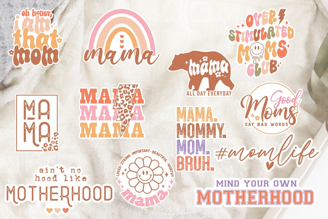 Mom Sticker Set, Motherhood Vinyl Stickers, Handmade Gifts, Laptop ...