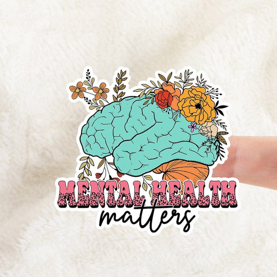 Floral Brain Mental Health Sticker: Waterproof Laptop Decal - Etsy