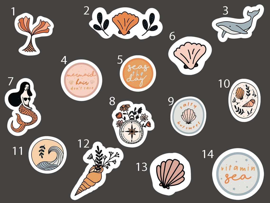 Beach Theme Pack Mermaid Sticker Stickers for Ipad Vinyl - Etsy