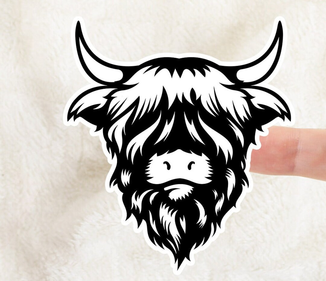 Vinyl Water Proof Highland Cow Sticker, Cute Cow Sticker, Car Bumper ...