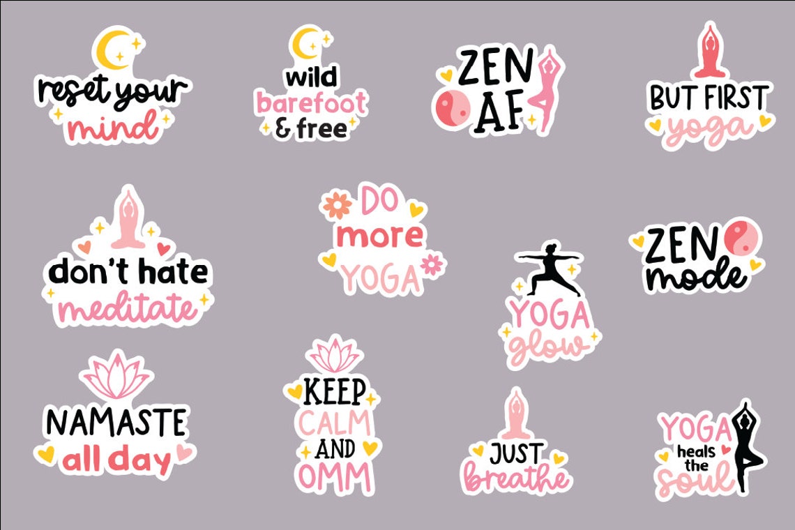 Yoga Stickers Pack Vinyl Stickers Laptop Stickers - Etsy