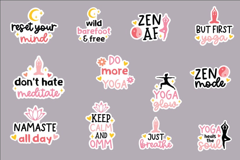 Yoga Stickers Pack Vinyl Stickers Laptop Stickers - Etsy
