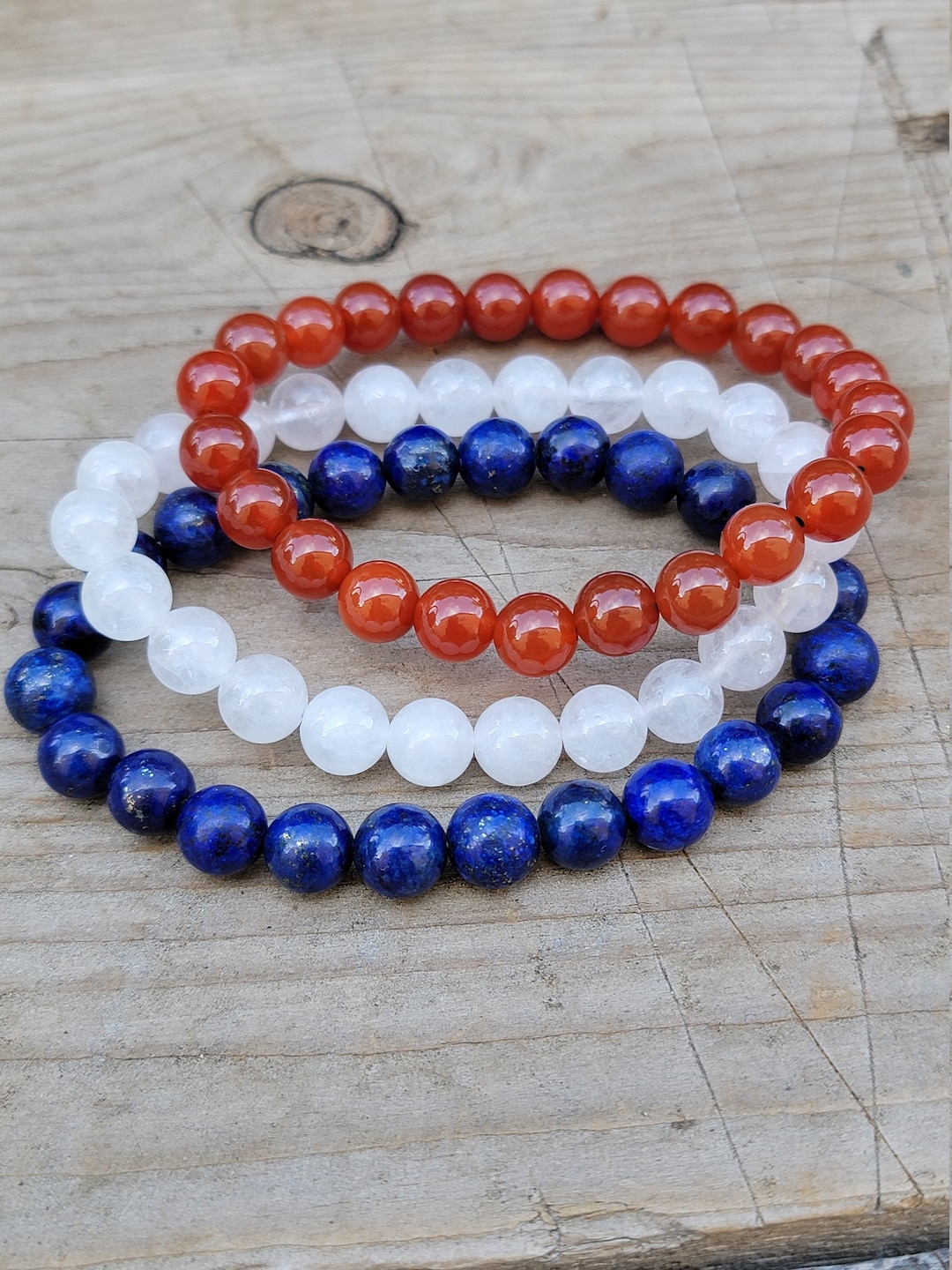 Pulsera rojo blanco azul pulsera elástica patriótica pulsera - Etsy España