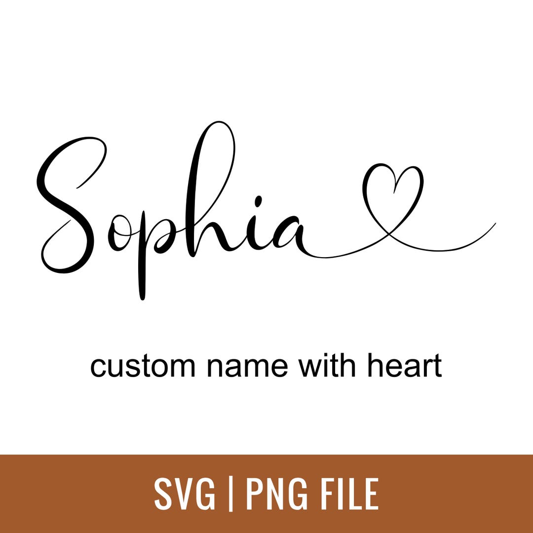 Custom Name With Heart, Cursive Name, Script Name With Heart Swash ...
