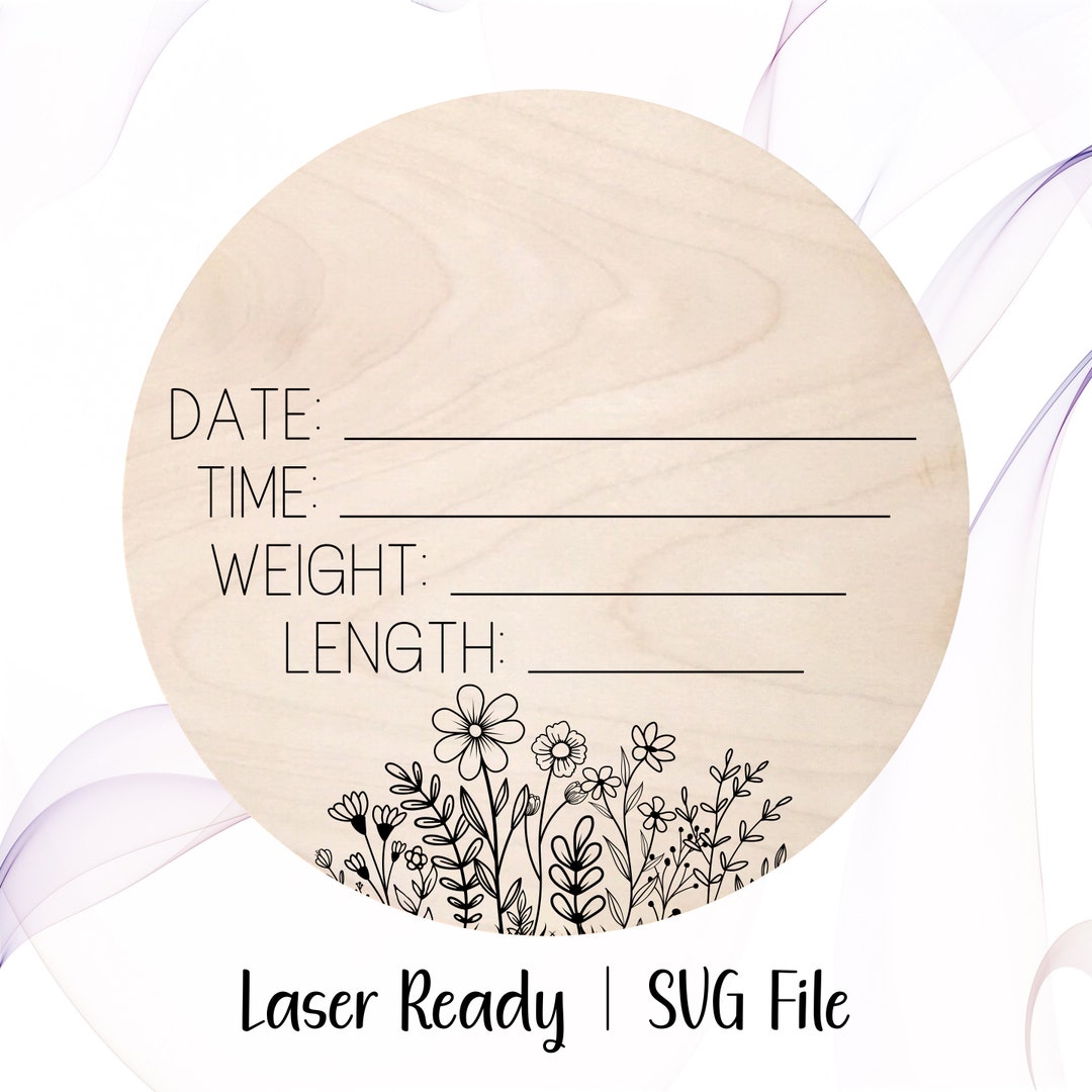 Flower Tropical Baby Stat Sign SVG Bundle, Wildflower Baby Announcement ...