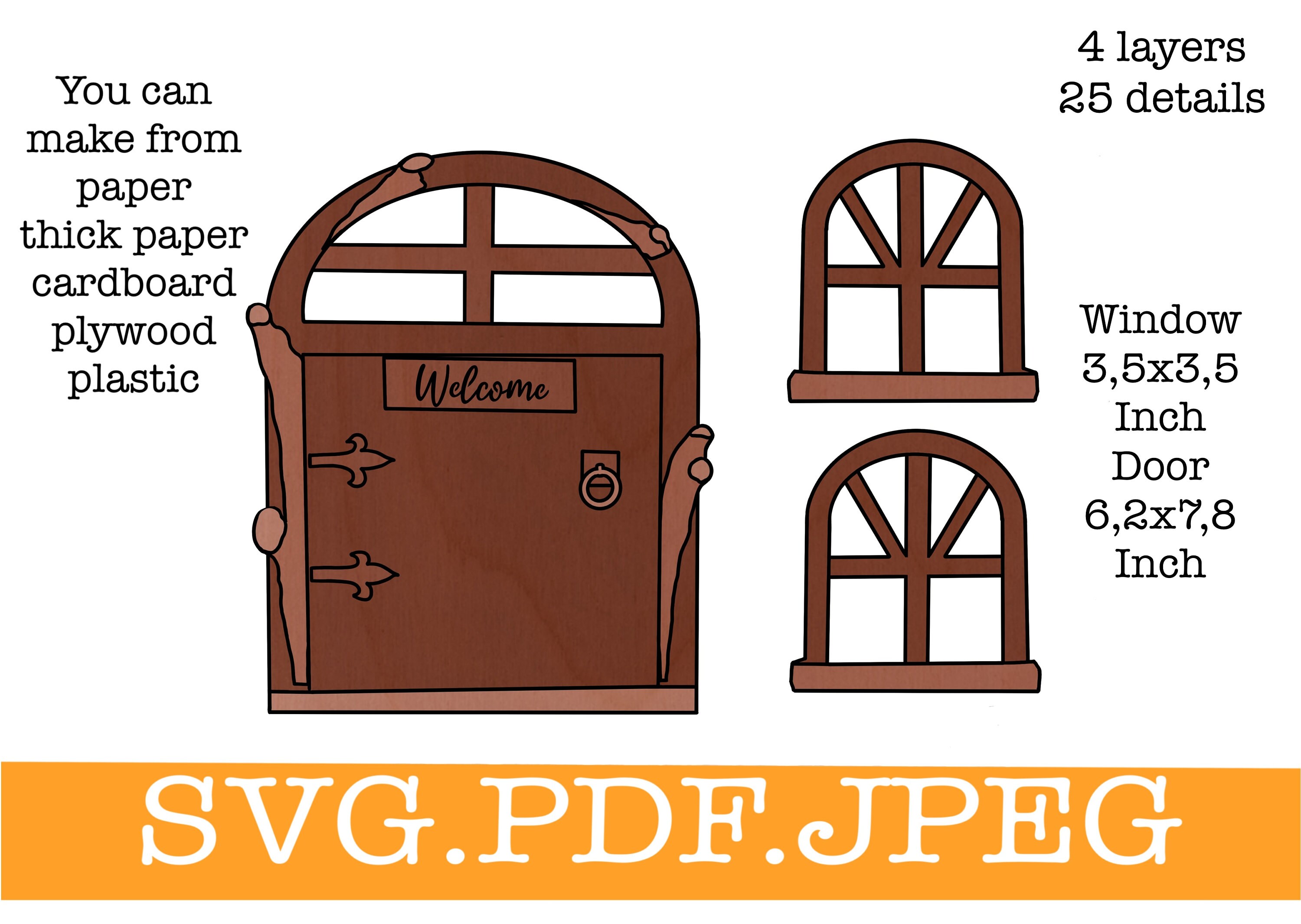 Fairy Door Svg and Windows Svg Fairy Door Kit Layered Svg | Etsy UK