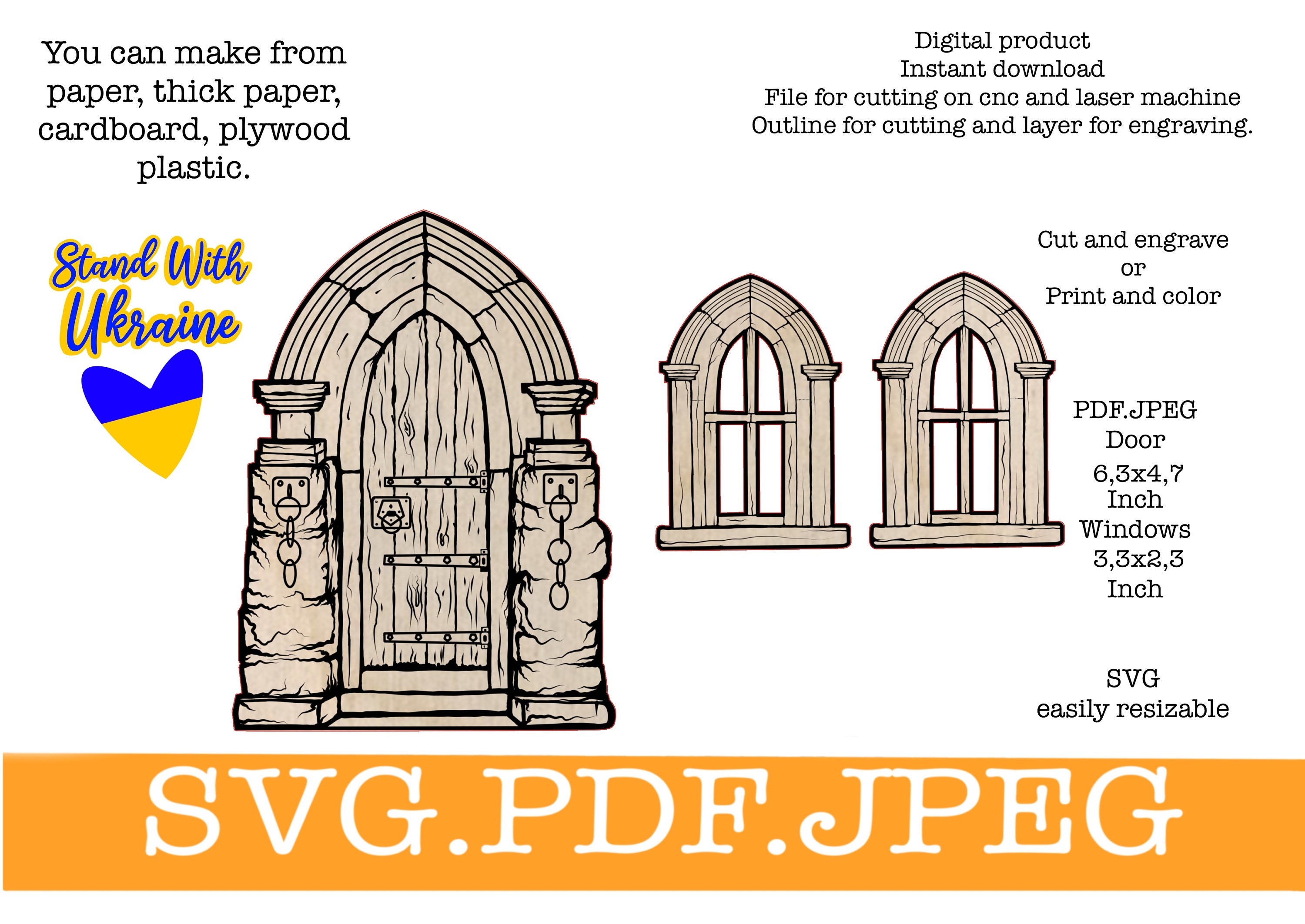 Fairy Door Svg and Windows Svg Goblin Door Laser Cut Files - Etsy