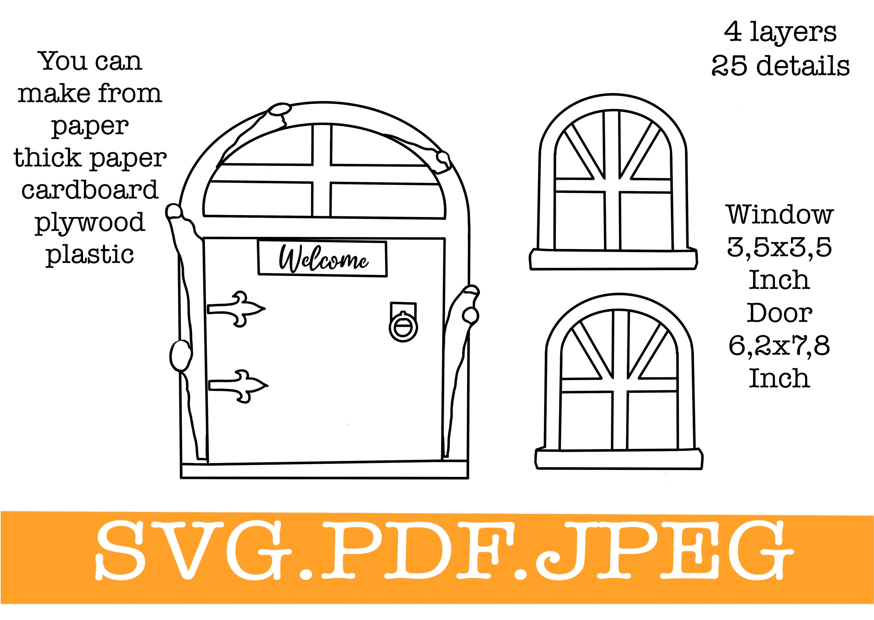 Layered Fairy Door SVG Kit With Windows, Laser Cut Files for Garden ...