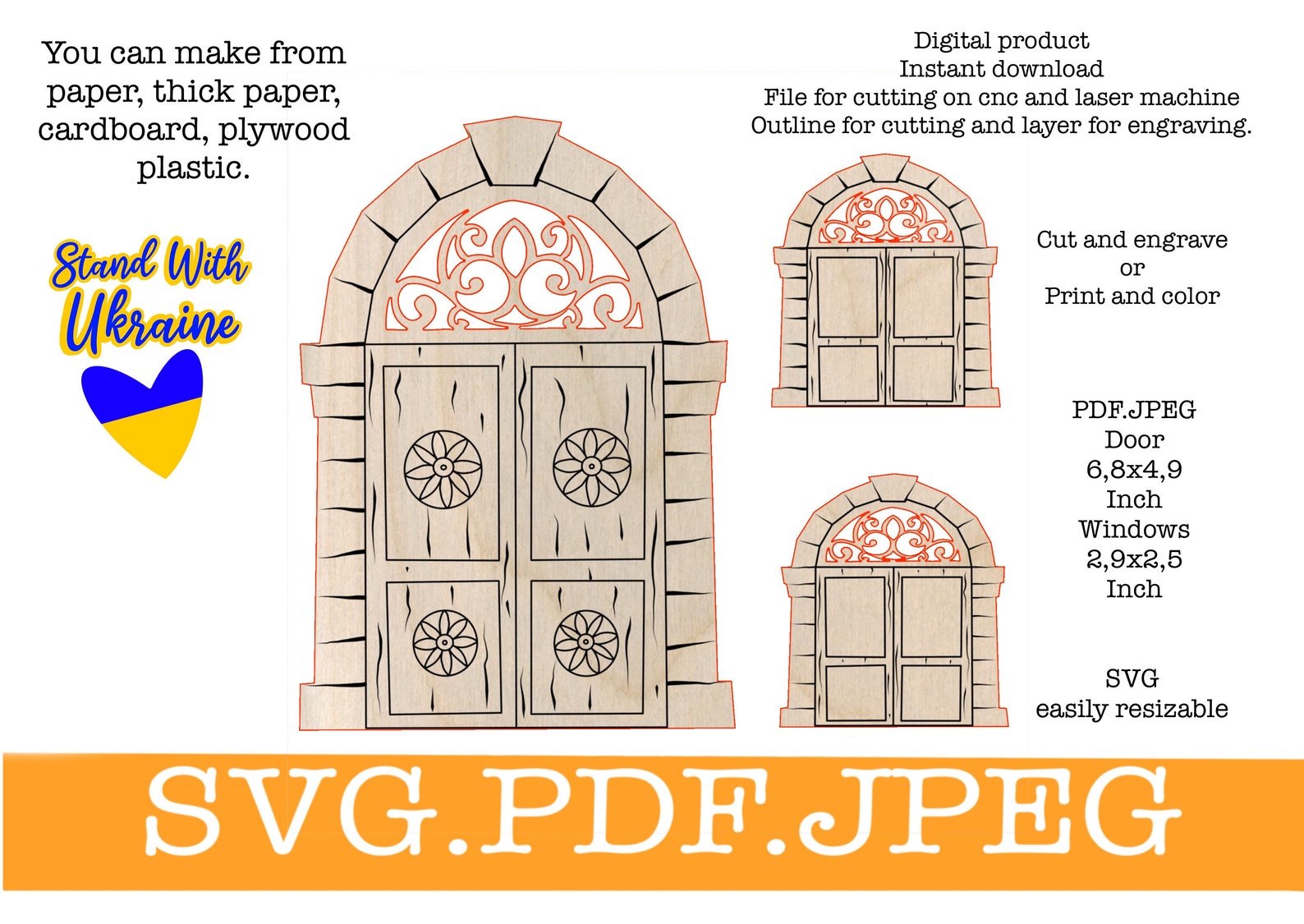 Fairy Door Svg and Windows Svg Fairy Door Kit Laser Cut Files - Etsy