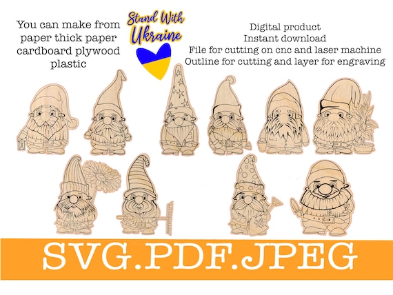 Gnome Svg Laser Cut Files Instant Download Digital File - Etsy UK