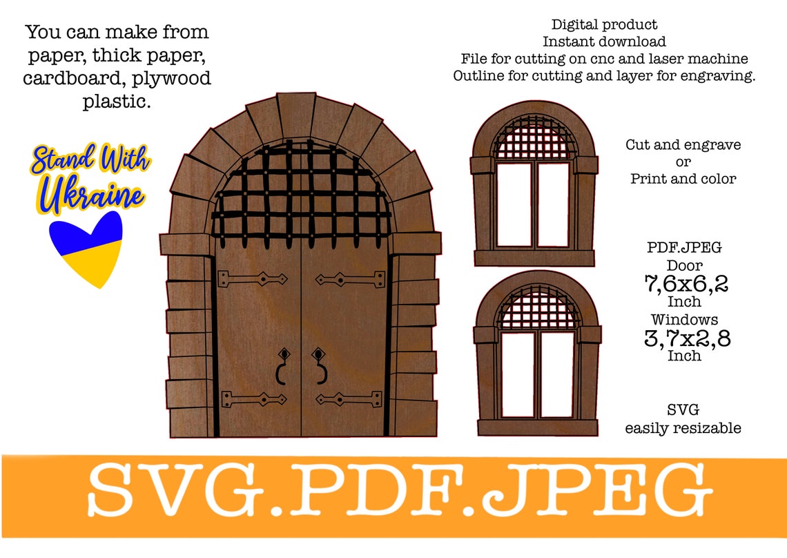 Fairy Door Svg and Windows Svg Tooth Fairy Door Laser Cut - Etsy