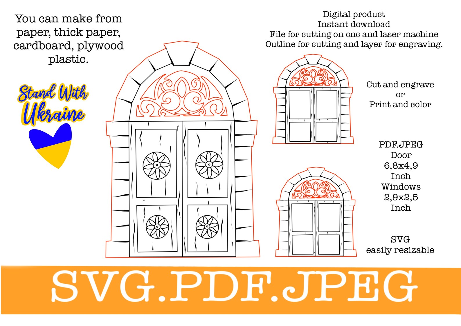 Fairy Door Svg and Windows Svg Fairy Door Kit Laser Cut Files - Etsy