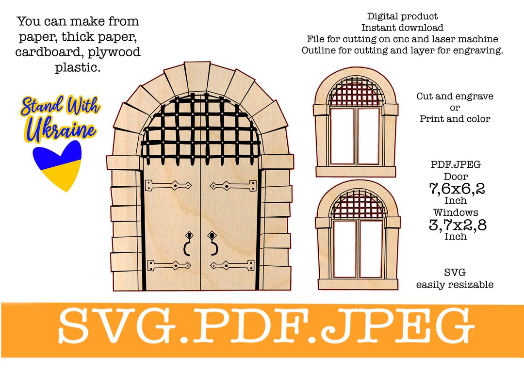 Fairy Door Svg and Windows Svg, Tooth Fairy Door Laser Cut Files ...