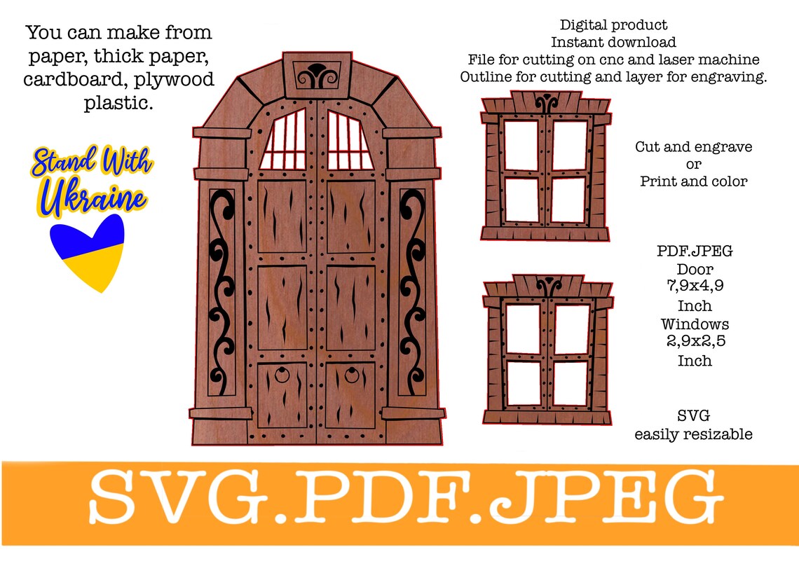 Fairy Door Svg and Windows Svg Tooth Fairy Door Laser Cut - Etsy