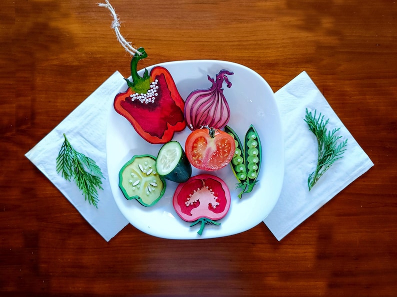 Hand Painted Vegetable Wood Decor: Food Ornament for Veggie Lovers. - Etsy
