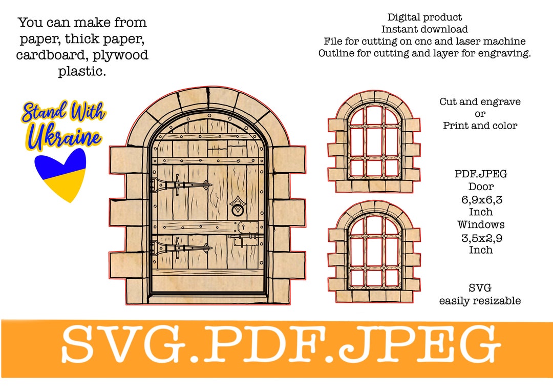 Fairy Door SVG With Windows, Layered Kit Template, Laser Cut Files for ...