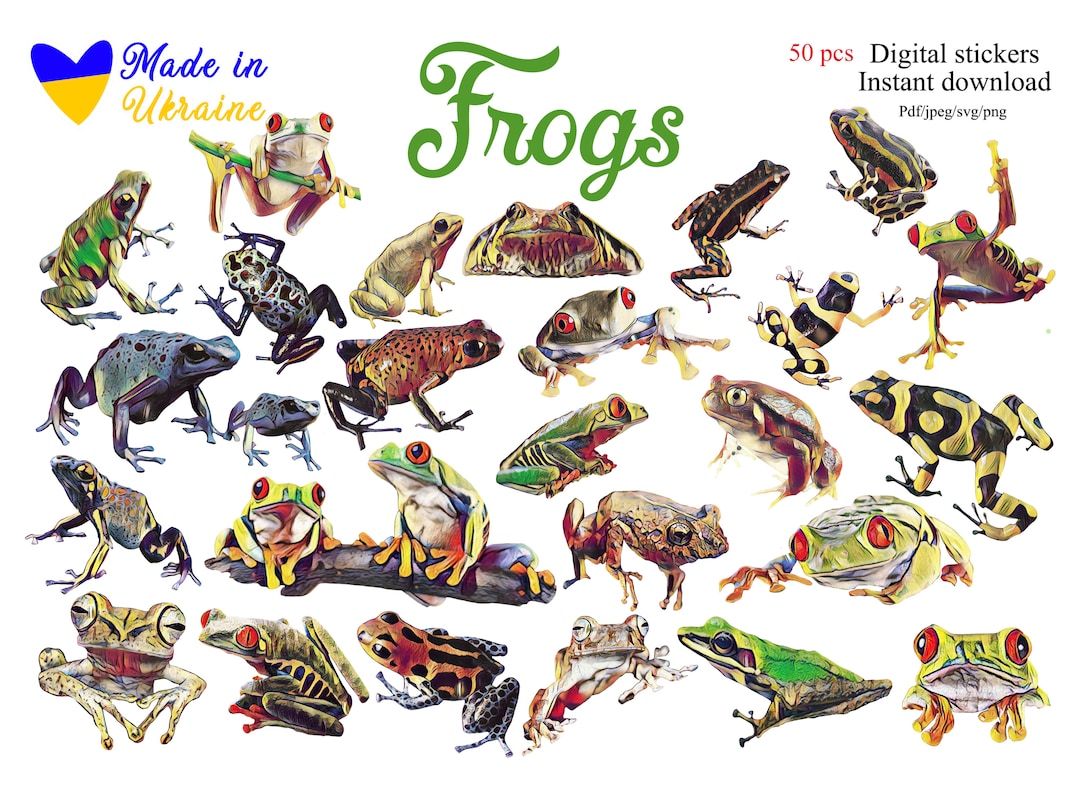 Frog and Toad Digital Stickers, Frog Svg, Toads Png Deco Stickers for ...
