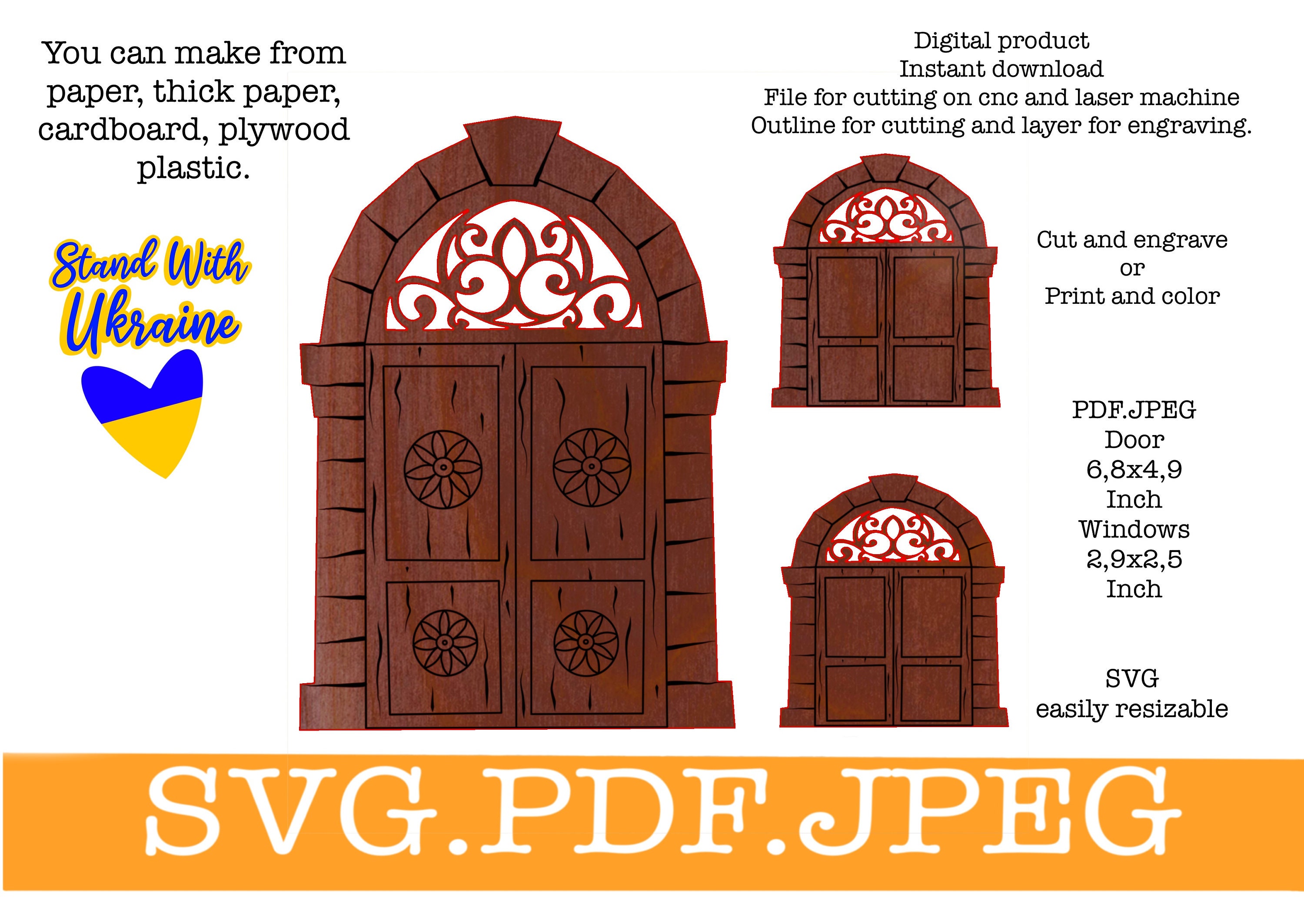 Fairy Door Svg and Windows Svg Fairy Door Kit Laser Cut Files - Etsy