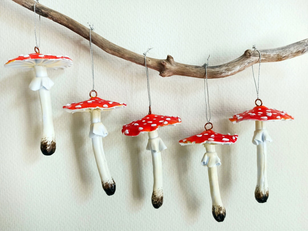 Amanita Mushroom Ornament, Realistic Mushrooms, Christmas Ornament Set ...