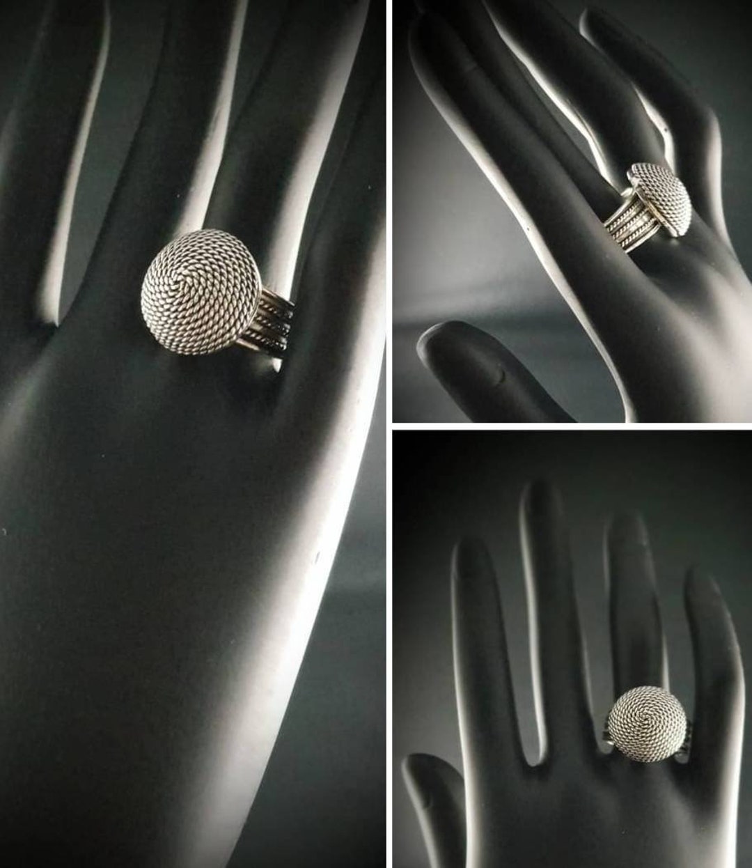 Wire Mesh Ring, Sterling Silver Ring, Chain Ring, Adjustable Ring ...