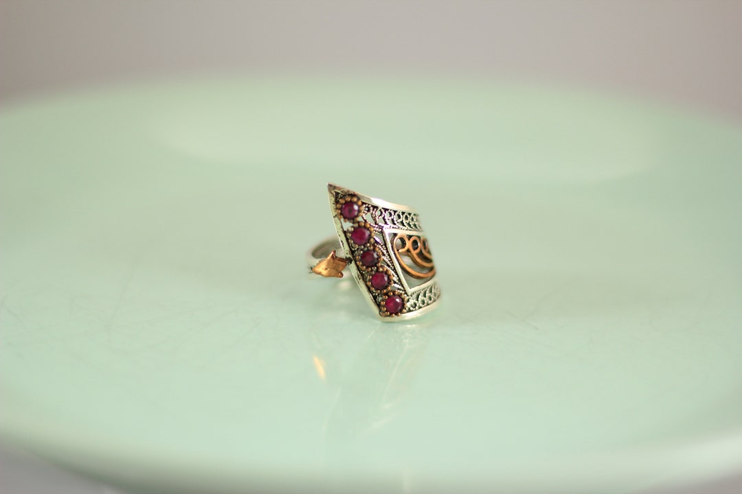 Ruby Tulip Sterling Silver Ring - Adjustable Filigree Design - Etsy