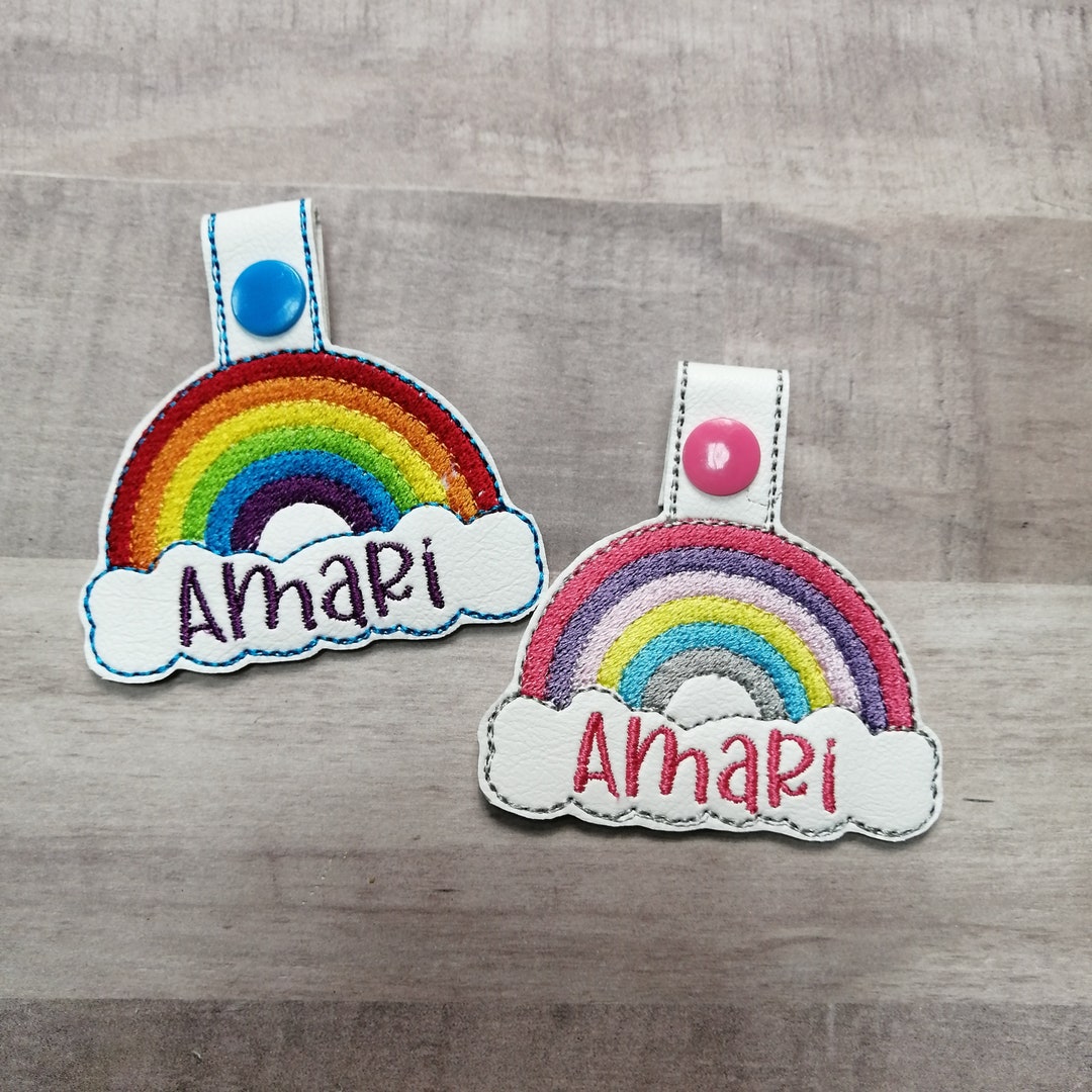 Embroidered Rainbow Name Tag, Personalized Backpack Tag, Key Fob - Etsy