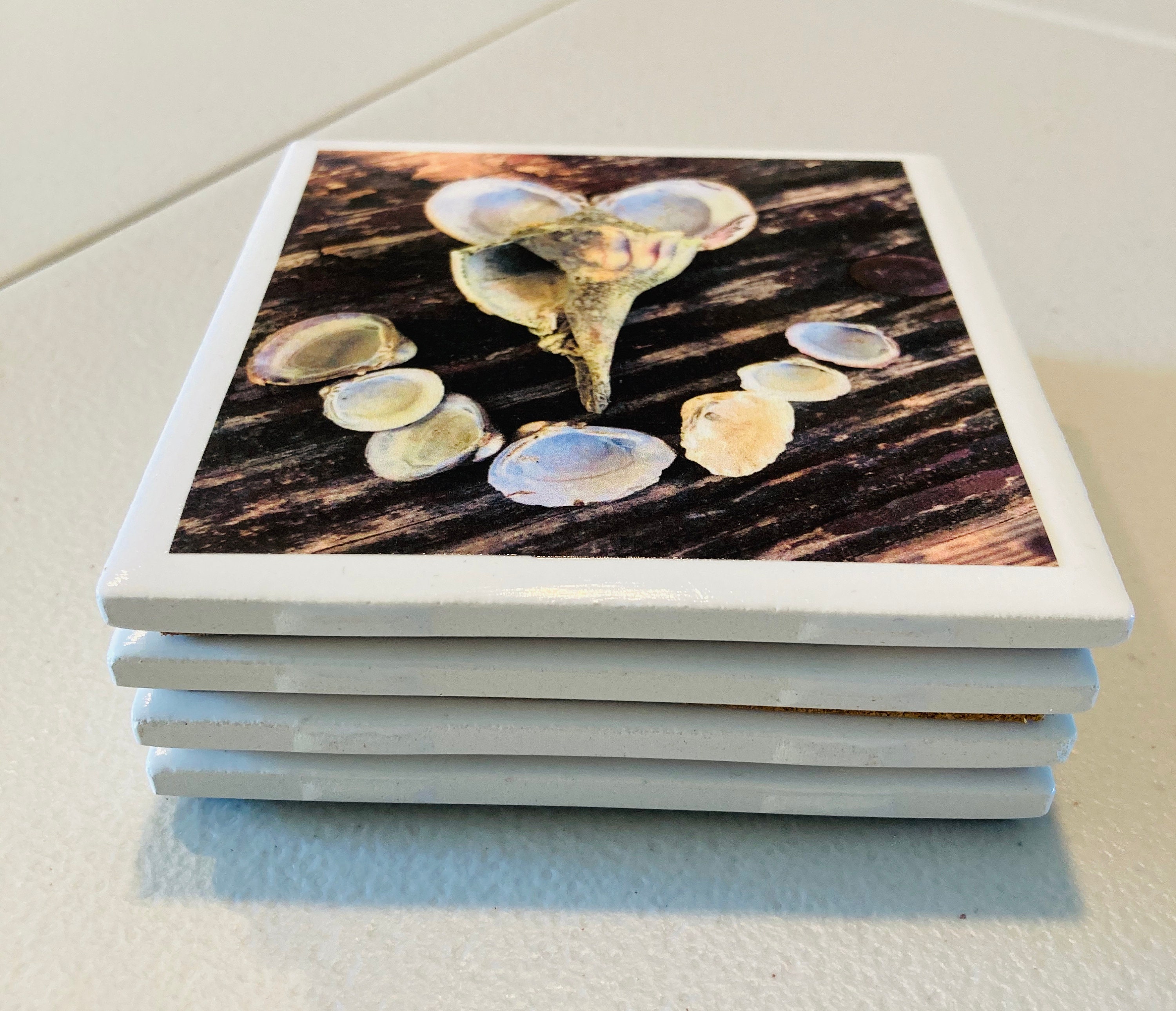Shell Smiley Face on Coasters - Etsy