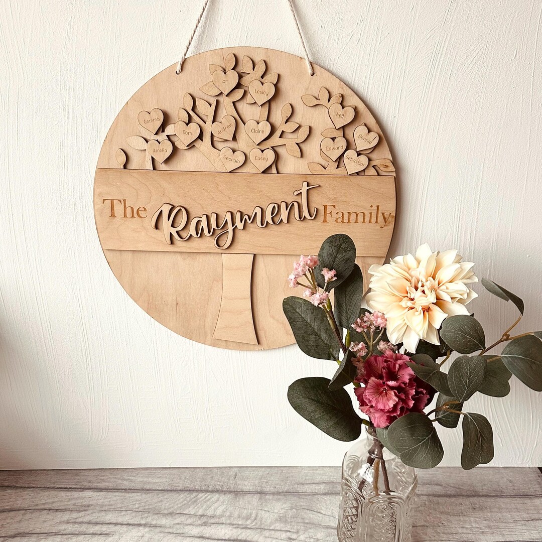 Family Tree Wall Art, Personalised Wooden Family Tree Decoration ...