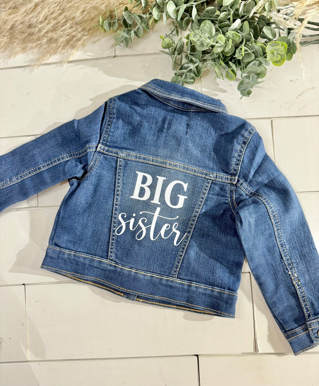 Big Sister Jean Jacket Bold Lettering / Big Brother Jean Jacket / Lil ...