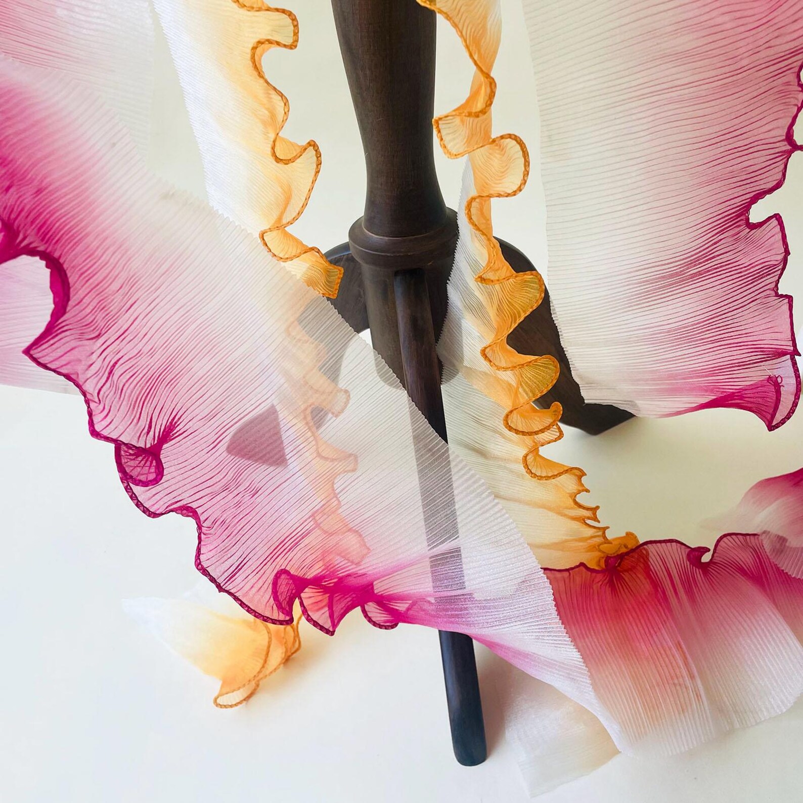 Gradient Color Pleated Organza Lace Trim: 12cm Folded Frill for Dress ...