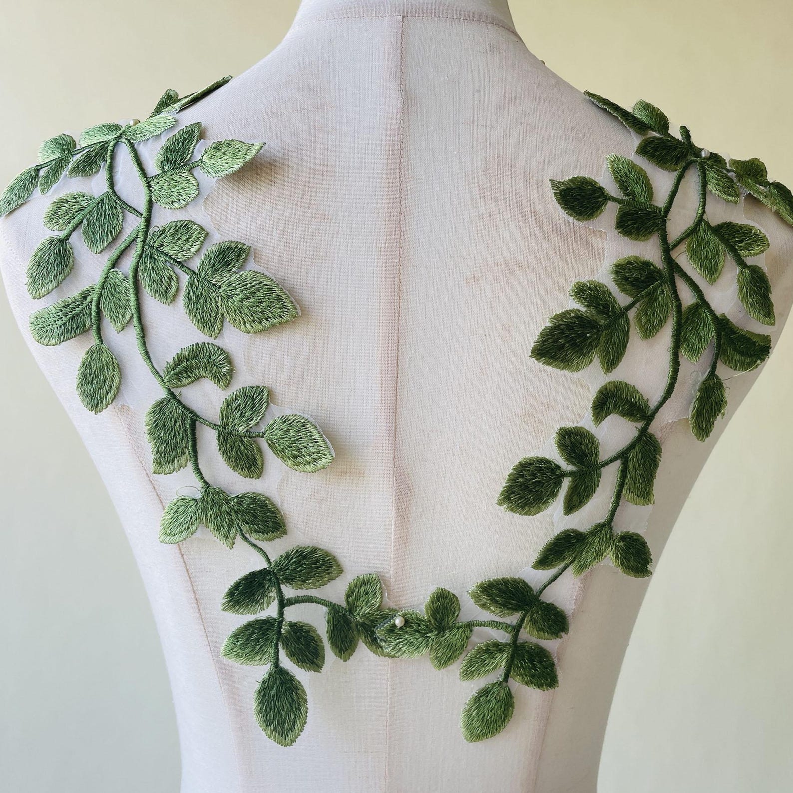 Green Vine Embroidery Lace Applique: Forest Leaf Patches, DIY Costume ...