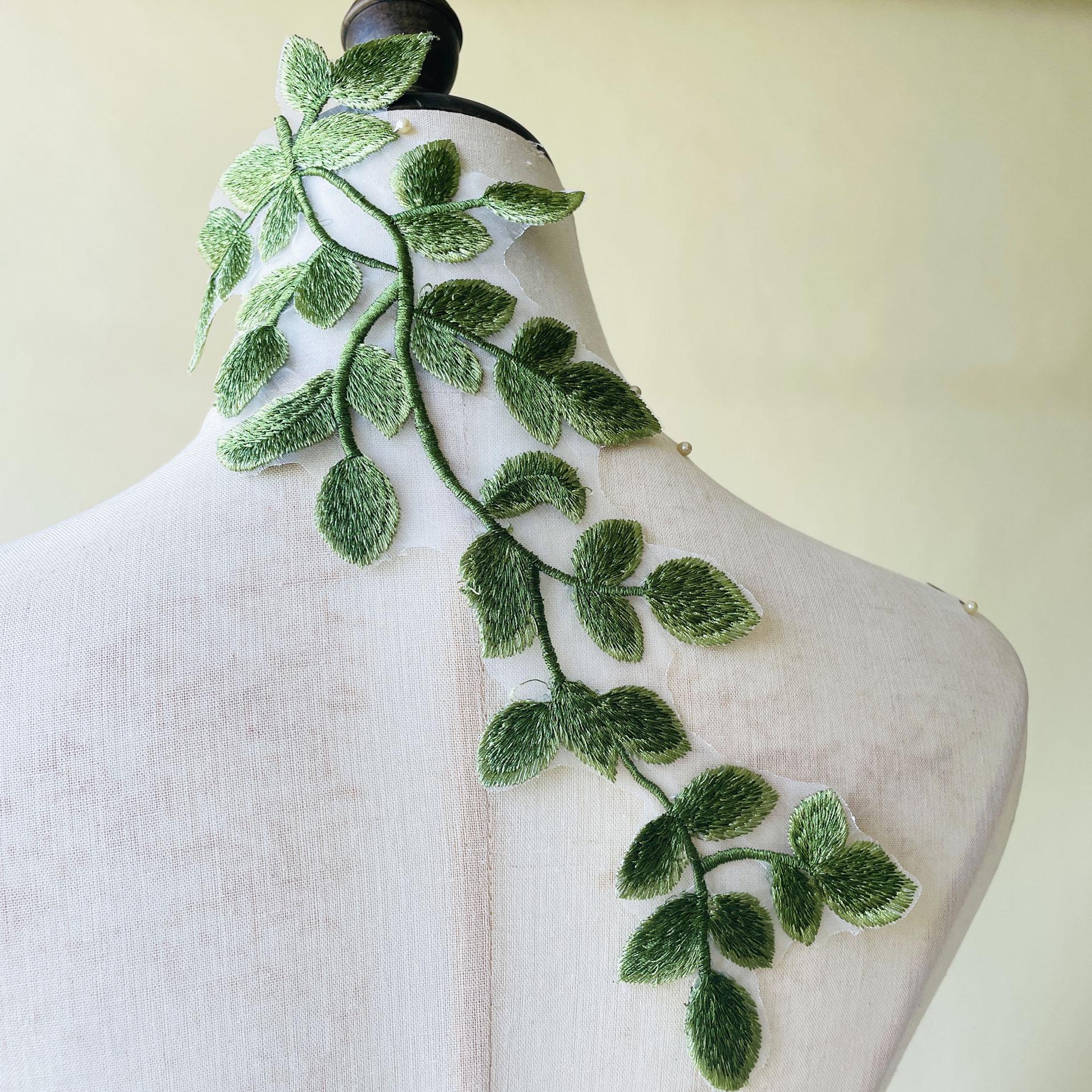 Green Vine Embroidery Lace Applique: Forest Leaf Patches, DIY Costume ...