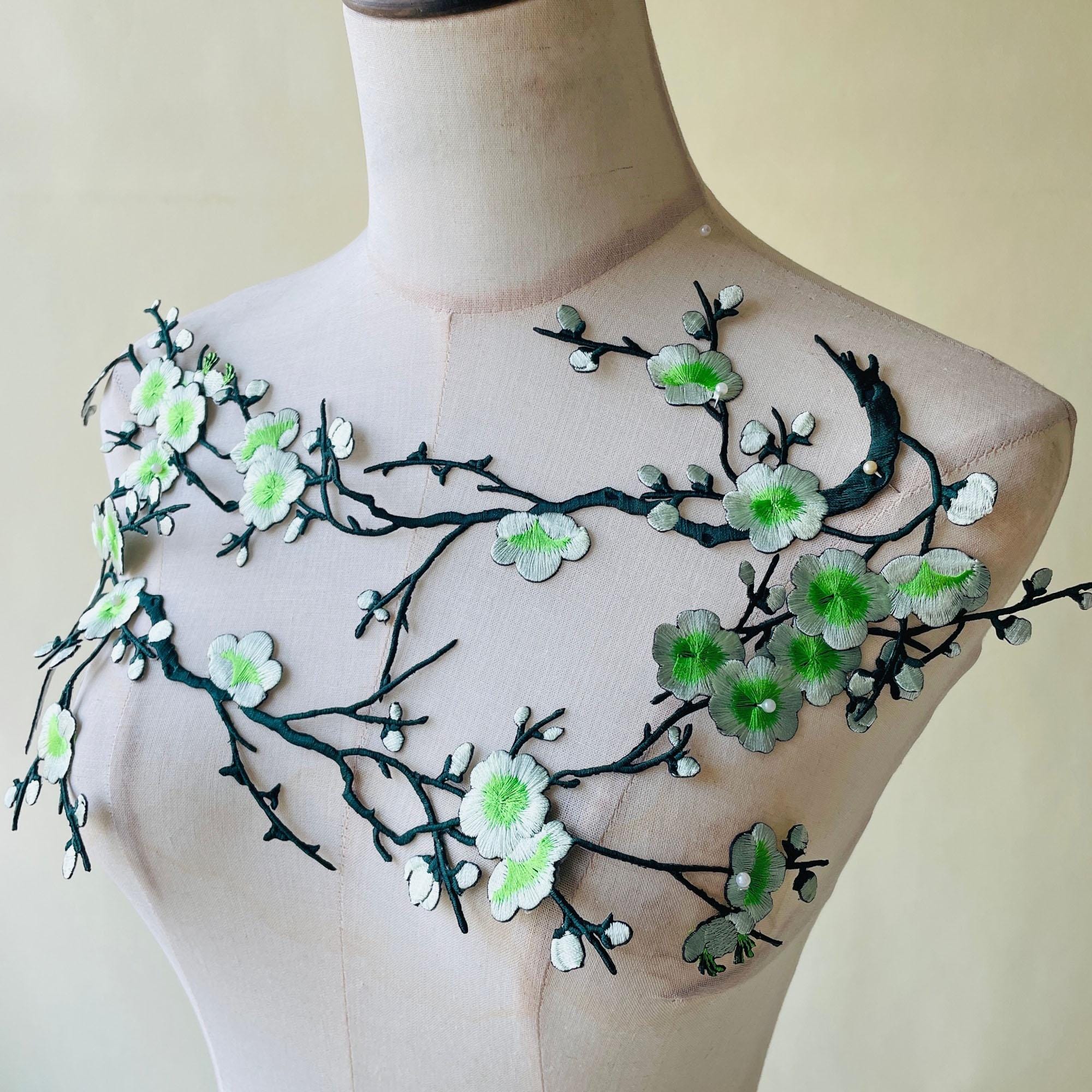Plum Blossom Embroidery Lace Applique: Iron-on Flower Patch for Costume ...