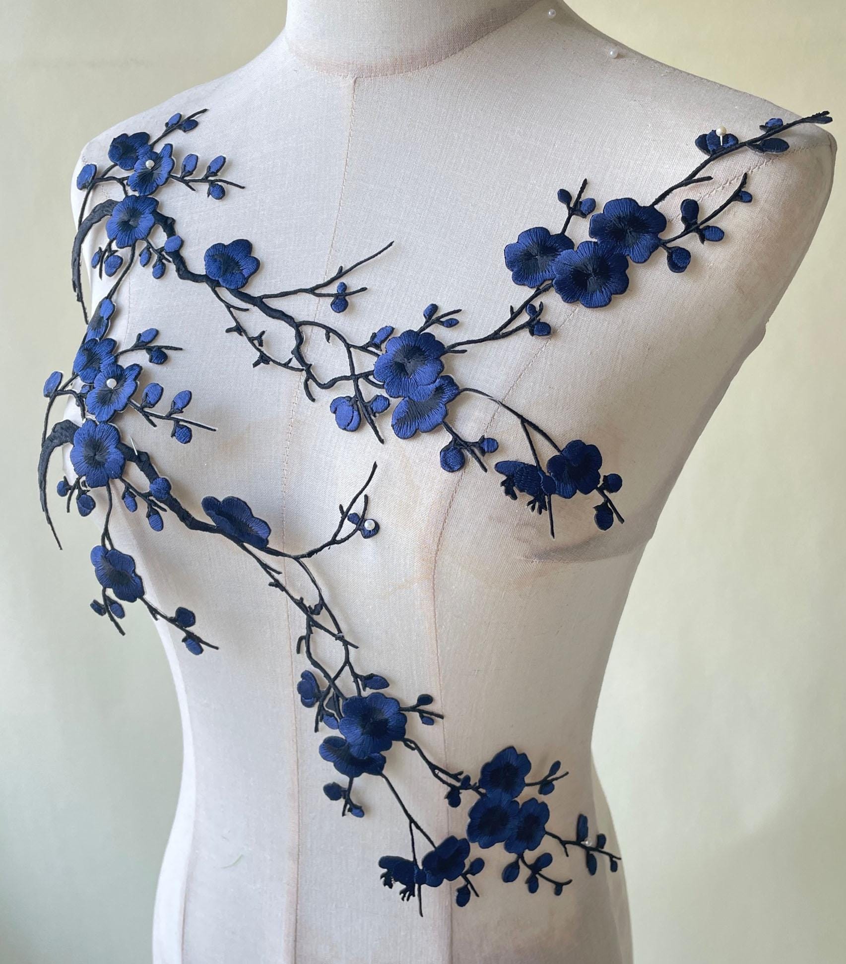 Plum Blossom Embroidery Lace Applique: Iron-on Flower Patch for Costume ...