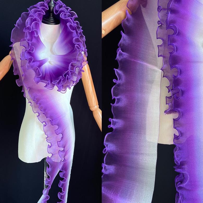 Gradient Color Pleated Organza Lace Trim: 12cm Folded Frill for Dress ...