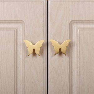 Brass Drawer Pulls Modern Butterfly Wardrobe Handles Cupboard Kitchen ...