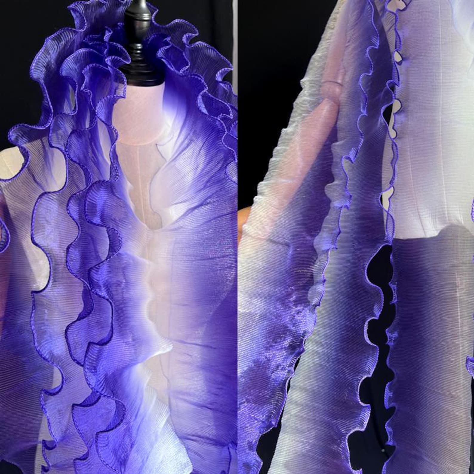 Gradient Color Pleated Organza Lace Trim: 12cm Folded Frill for Dress ...