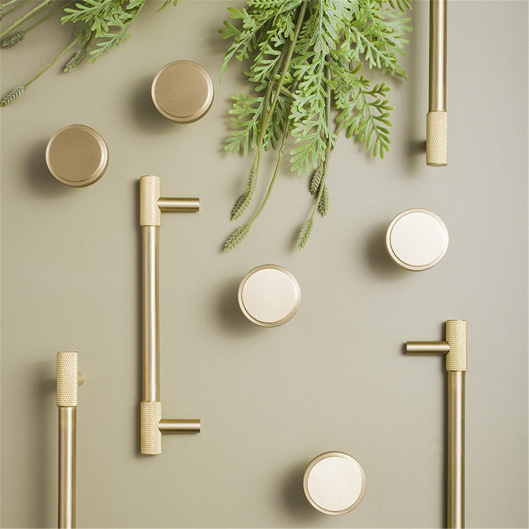 Solid Brass Drawer Pulls Modern Gold Knobs Drawer Handles Cupboard ...