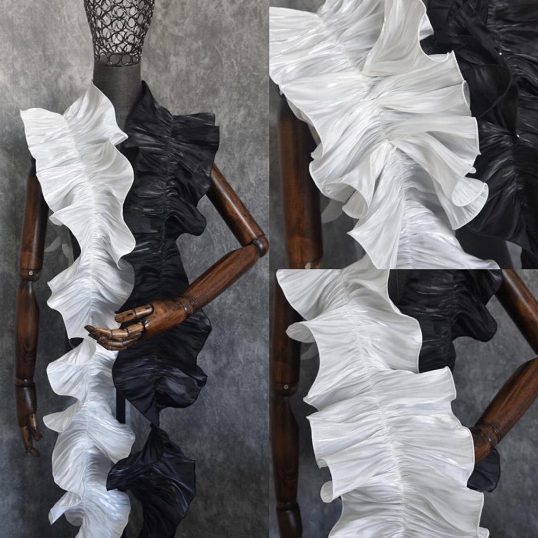 Pleated Organza Lace Trim: Folded Frill for Dress Designs (off White ...