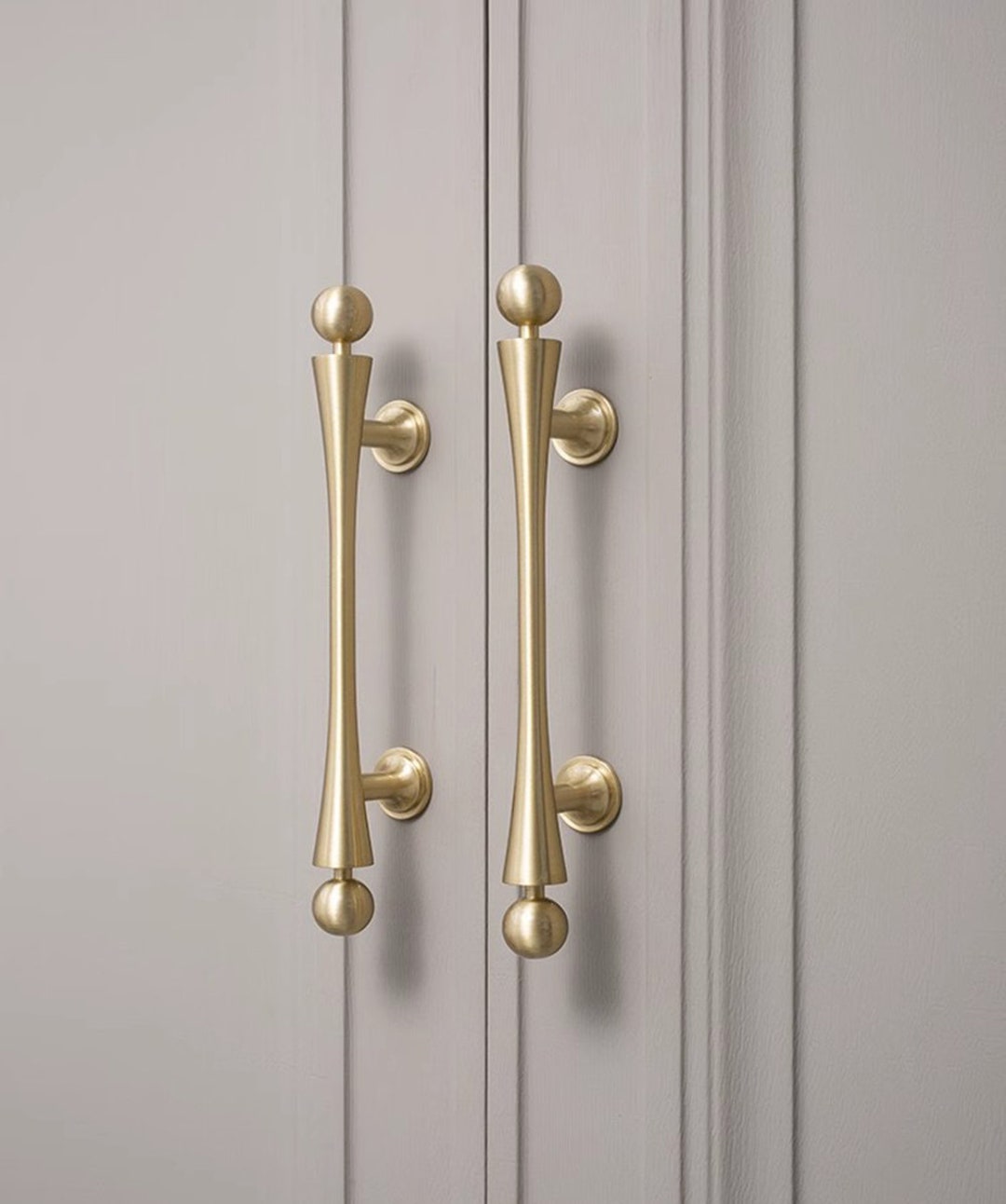 Brass Solid Door Handles Modern Knobs Bar Drawer Pulls Cupboard Cabinet ...