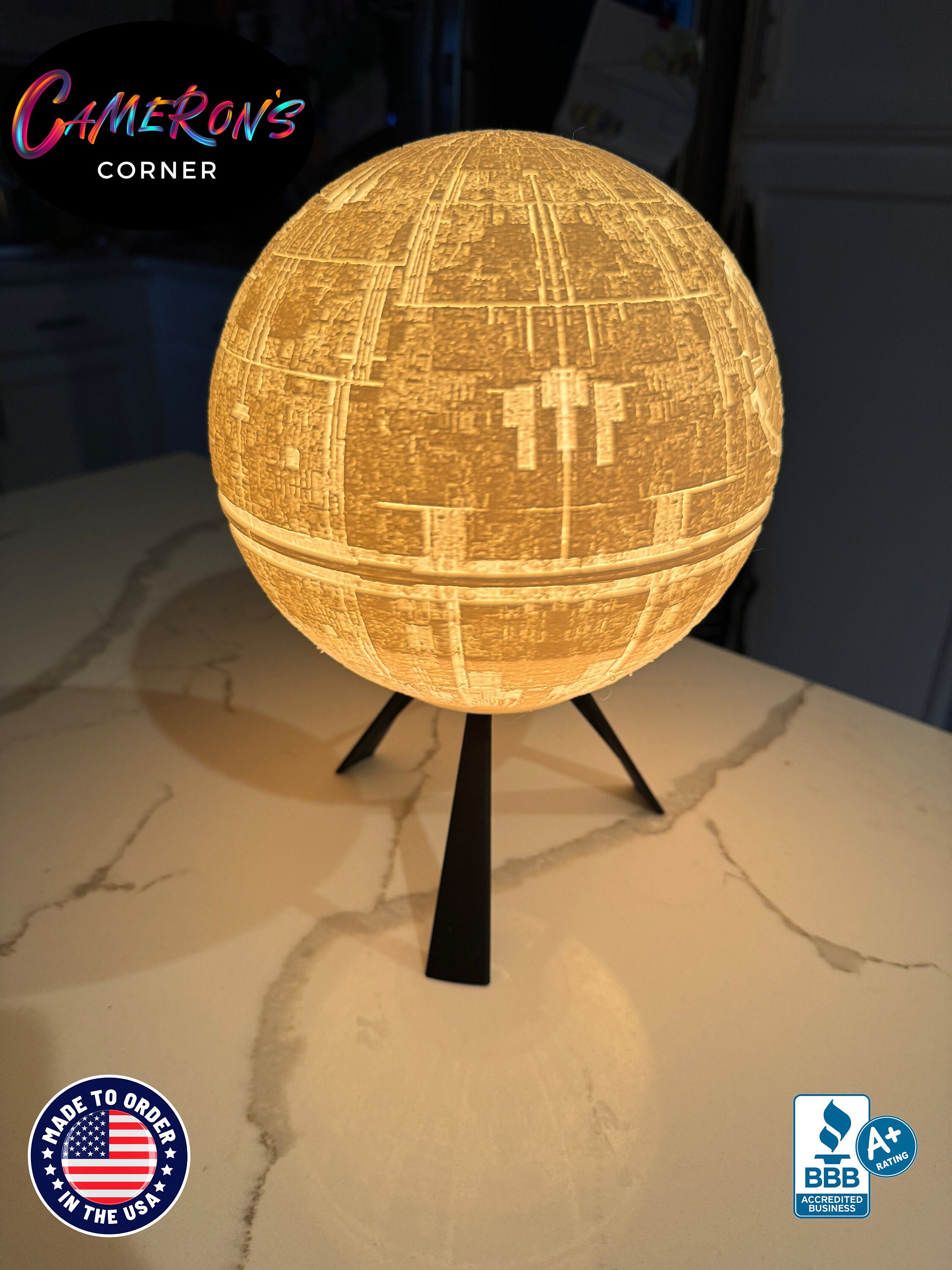 Large Death Star Lamp, 3d Printed, 8 Diam, 7 Tall, Star Wars, Made in ...